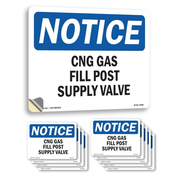 CNG Gas Fill Post Supply Valve OSHA Notice Vinyl Decal Label 10 Inch x ...
