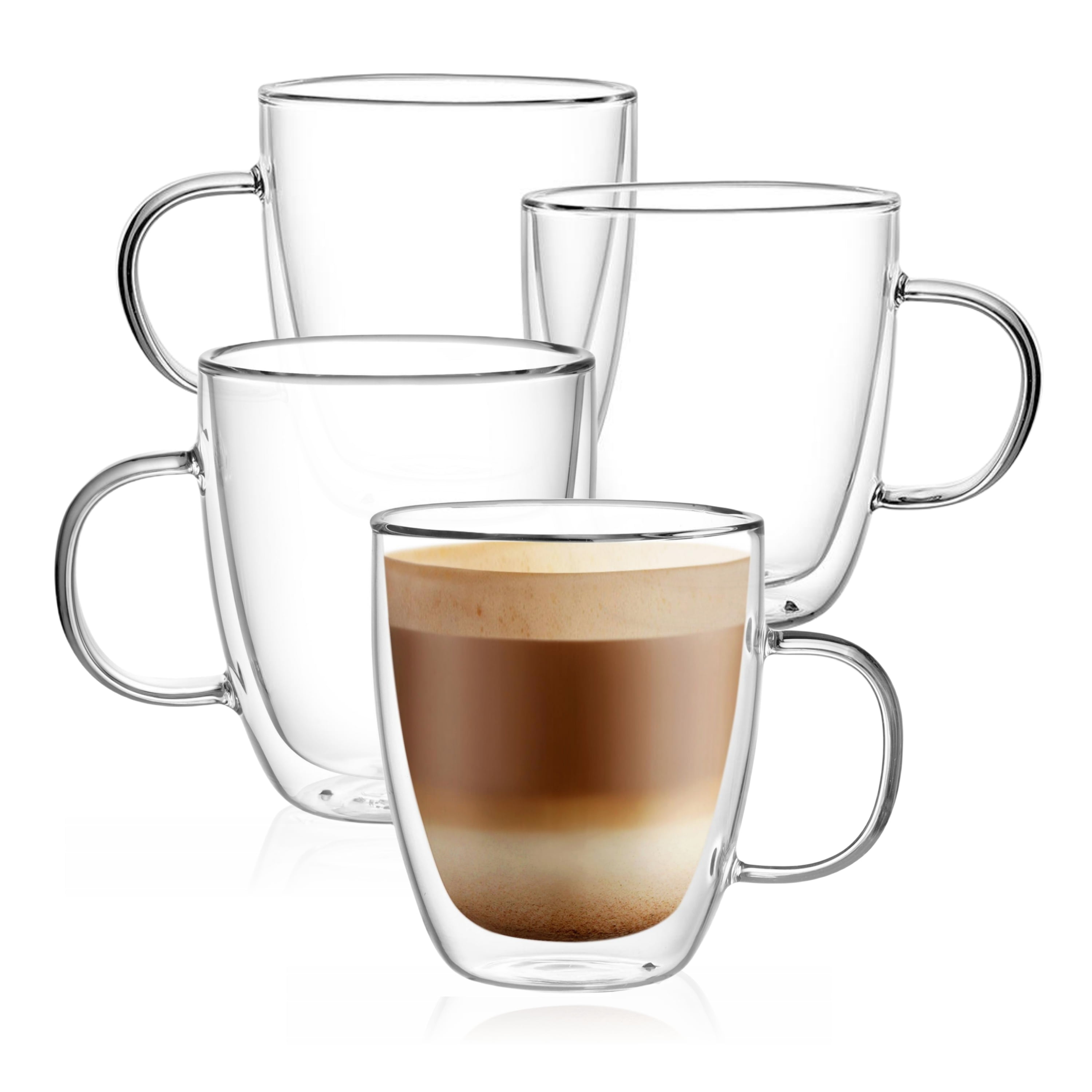 CNGLASS Large Glass Coffee Mug Set of 4 12oz Double Walled - Walmart.com