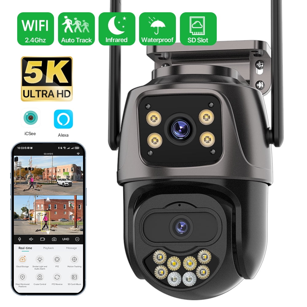 CNGSHAM 10MP 5K WIFI Dual Lens AI Human Detect Camera 8MP 4K PTZ IP ...