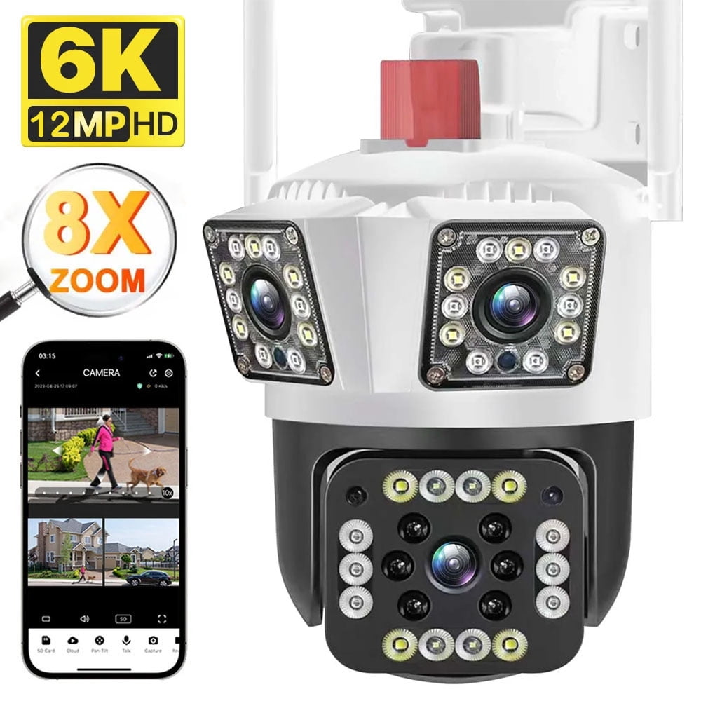 CNGSHAM 12MP 6K Wifi Camera Three Lens Ai Auto Tracking Waterproof ...
