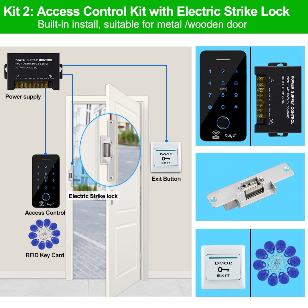 CNGSHAM Wifi Door Access Control System Kit RFID Fingerprint Keypad ...