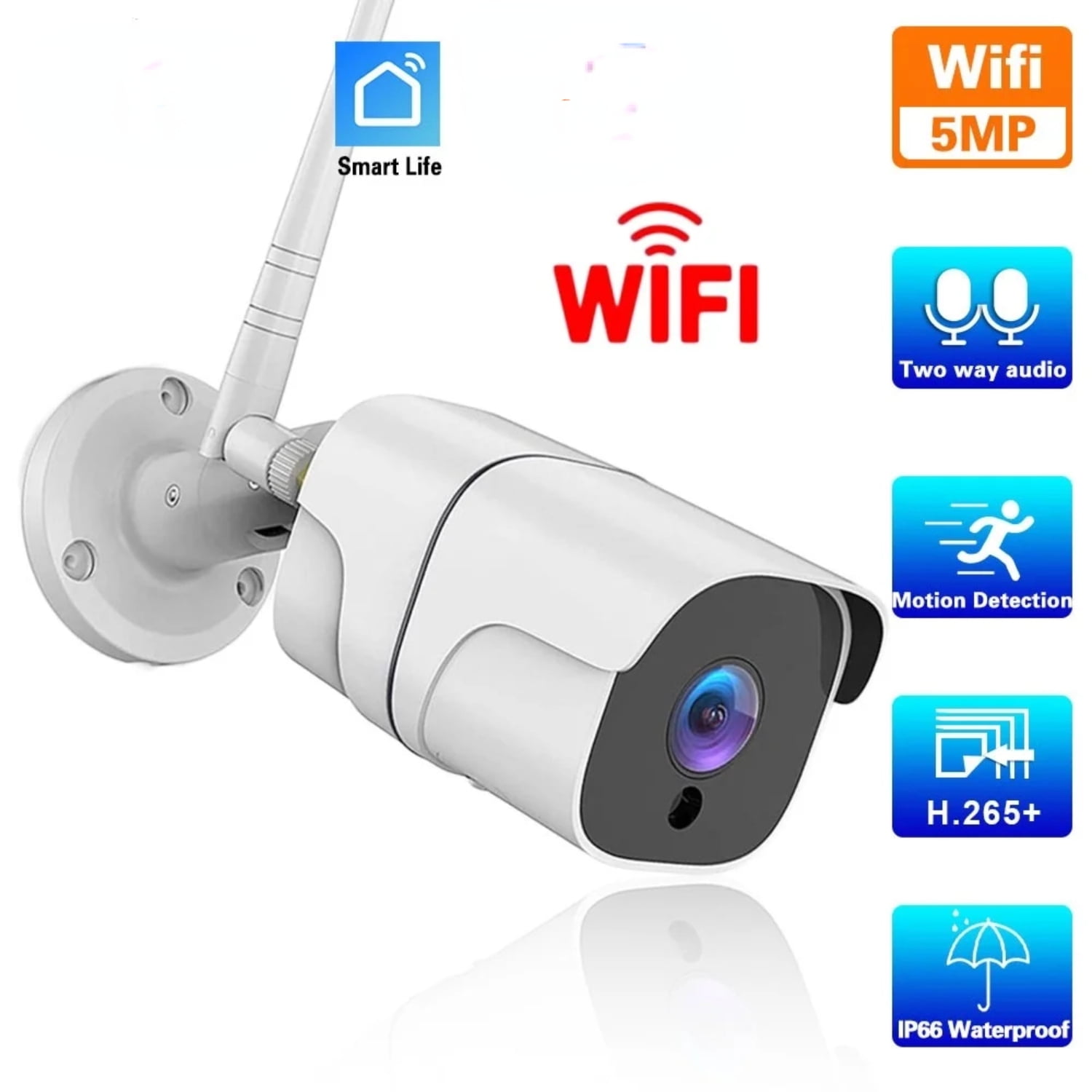 CNGSNG Enhanced 5MP Outdoor Wifi IP Camera with AI Human Detection TF ...