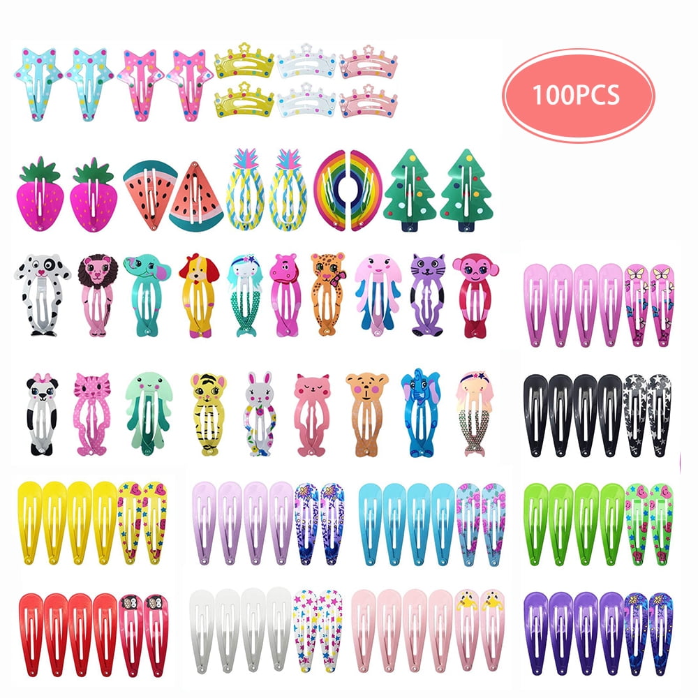 CNKOO 100 Pcs Girls Hair Clips Barrettes,Lovely Animal Fruit Printed ...