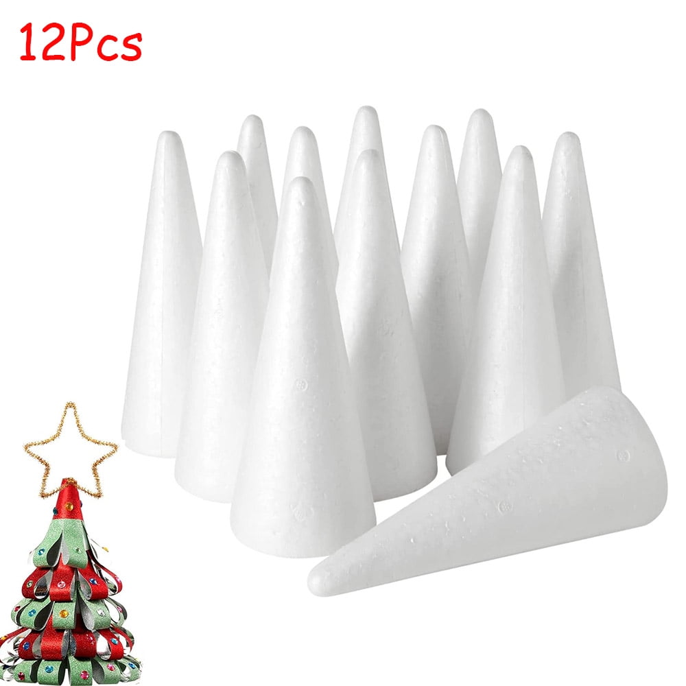 CNKOO 12 Pcs White Foam Tree Cones Polystyrene Cone Shaped Foams ...