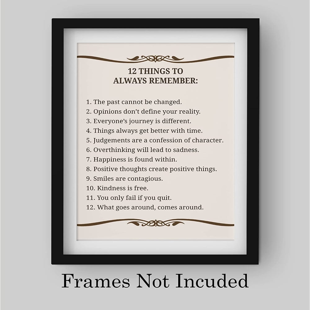 CNKOO "12 Things To Always Remember"- Inspirational Wall Art- 8 x 10 ...