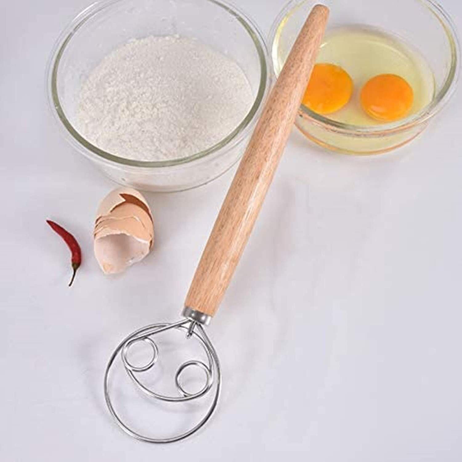 CNKOO 13 Inch Original Danish Dough Whisk LARGE Stainless Steel Dutch ...