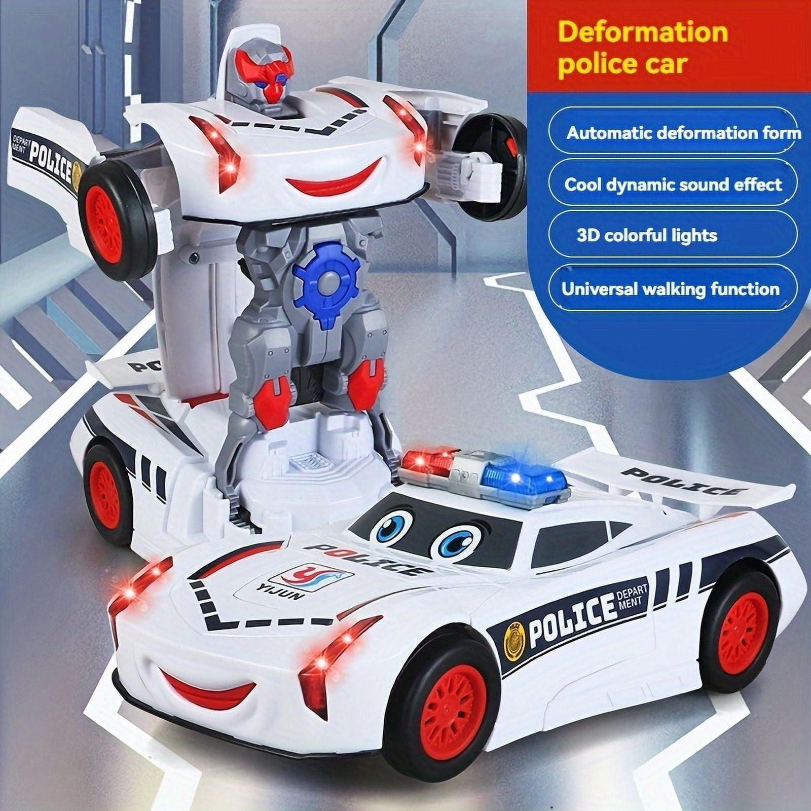 CNKOO 1pc Deformation Electric Police Car with Lights and Music ...