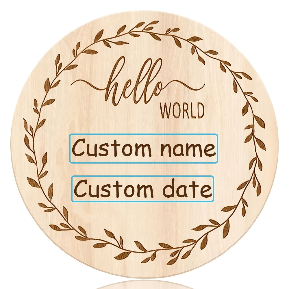 CNKOO 1pc Personalized Wooden ”Hello World” Announcement Sign Custom ...