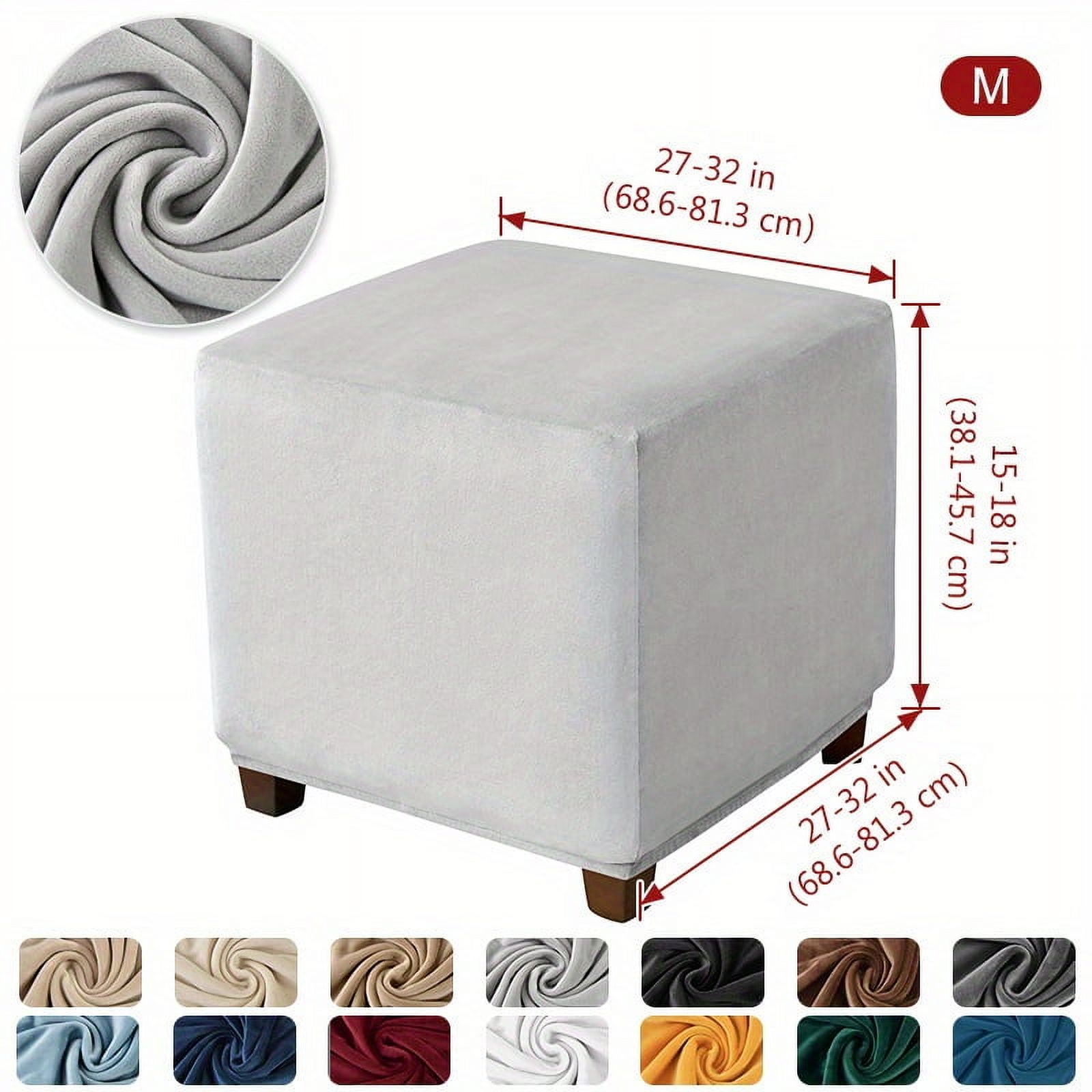 CNKOO 1pc Velvet Square Ottoman Elastic All-inclusive Stool Cover ...