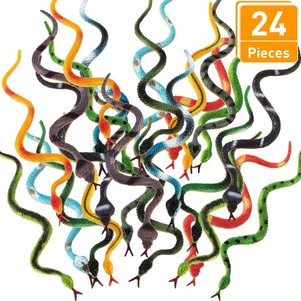 ‌CNKOO 24 Piece Realistic Fake Rubber Snakes - Miniature Halloween ...
