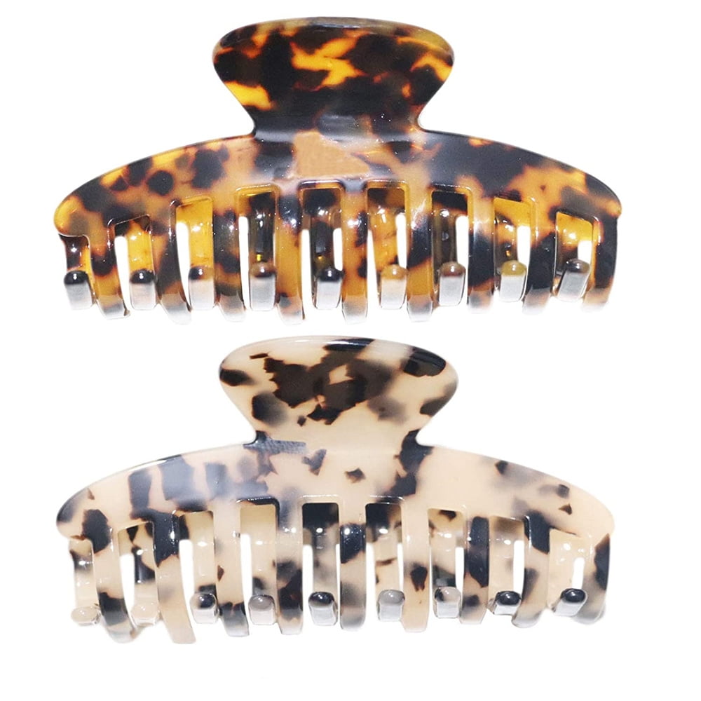 CNKOO 2Pcs Hair Claw Banana Clips, Tortoise Shell Cellulose Acetate ...