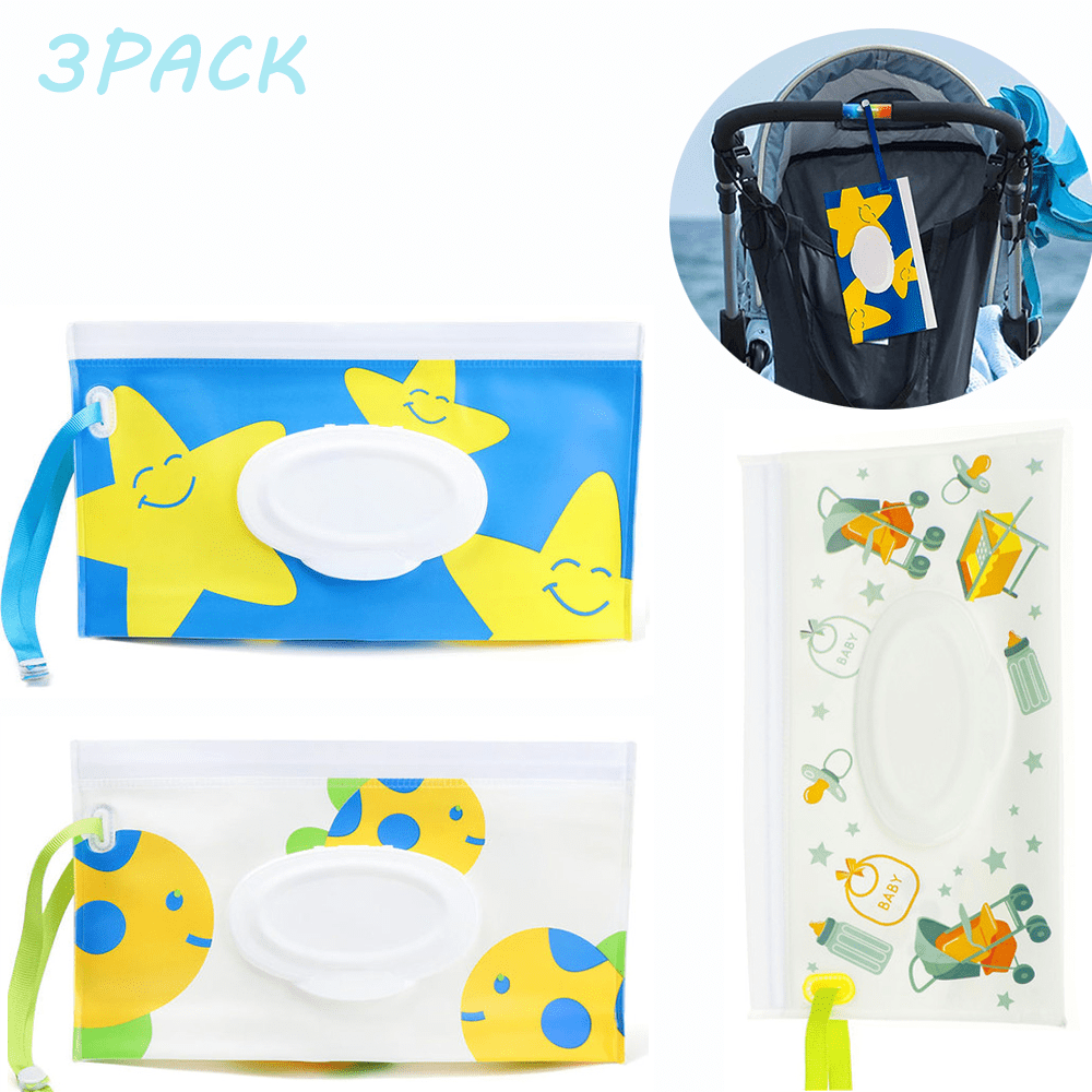 CNKOO 3 Pack Portable Wet Wipe Pouch Bags Set, Wet Wipe Holder ...