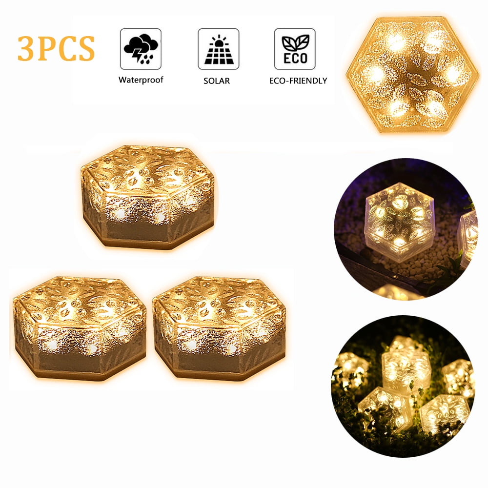 CNKOO 3 Pcs Solar Brick Lights Outdoor Waterproof Paver Lights ...