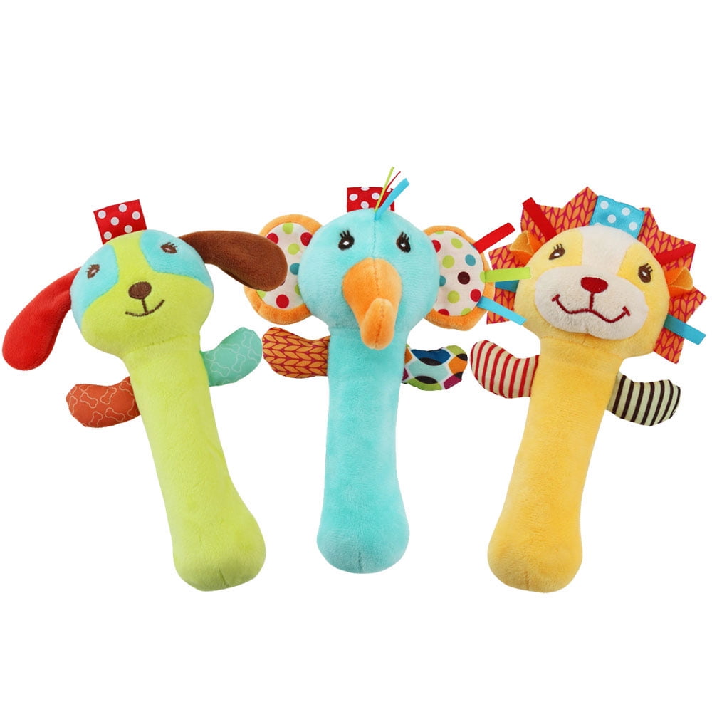 CNKOO 3 Pcs Wrist Hand Bell Rattle Shaker Toys - Cartoon Stuffed Animal ...