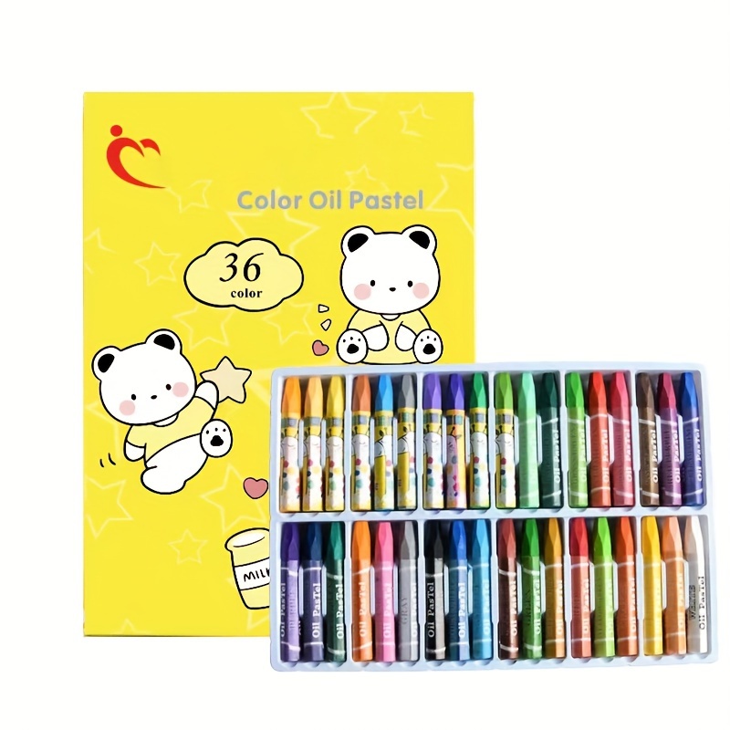CNKOO 36 Colored Crayons 24/1/12 Colored Hexagonal Oil Pastels With ...