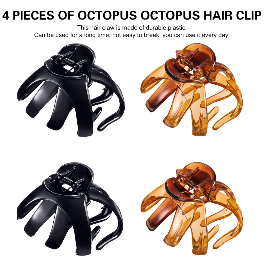 CNKOO Large Octopus Hair Claw Clips, Durable Plastic, For Thick Hair, 8 ...