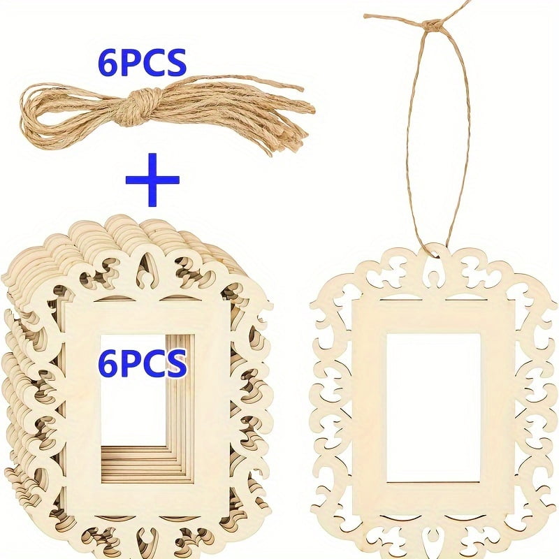 CNKOO 6 PCS Unfinished Wooden Picture Frames for DIY Christmas Tree ...