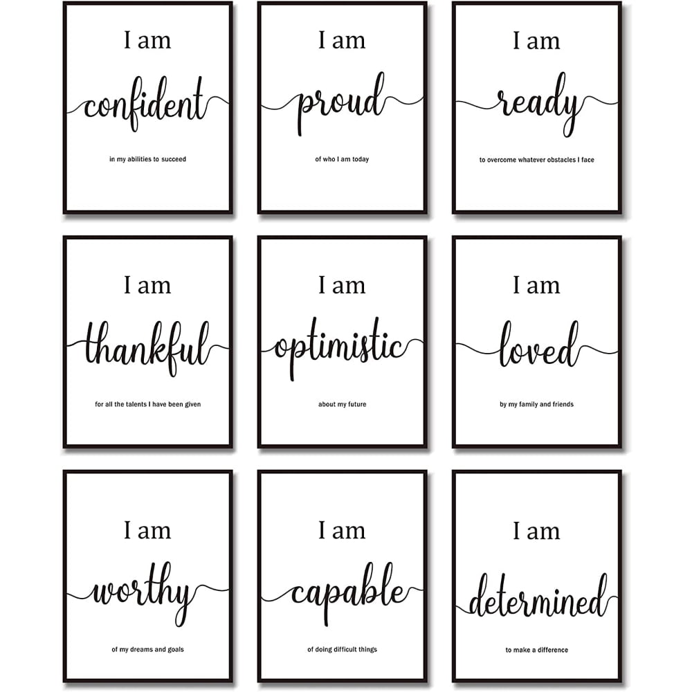 CNKOO 9 Pieces Inspirational Motivational Wall Art Office Bedroom Wall ...