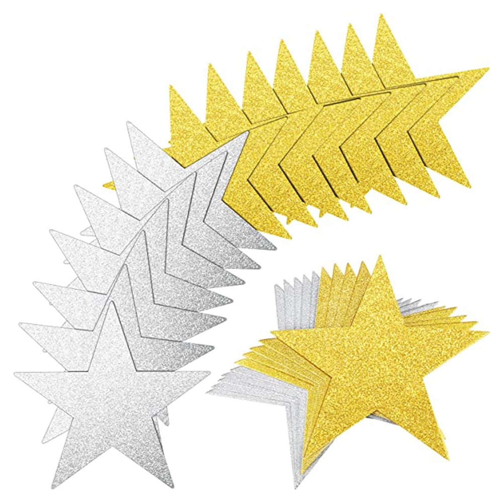 CNKOO 90 Pcs Glitter Star Cutouts, 6inch Twinkle Star Glitter Paper ...