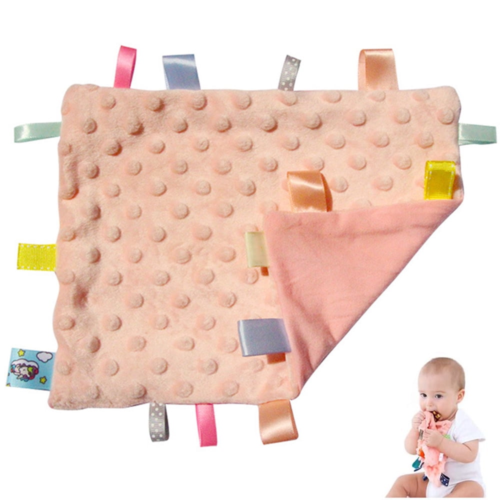 CNKOO Baby Girls Pink Security Blanket with Colorful Tags - Lovey Soft ...