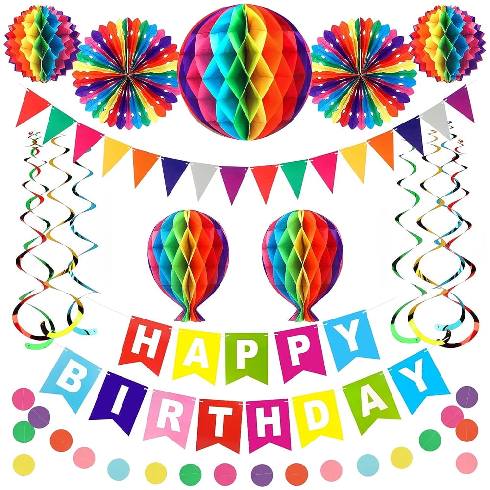 CNKOO Birthday Party Decorations Pack Colorful Happy Birthday Banner ...