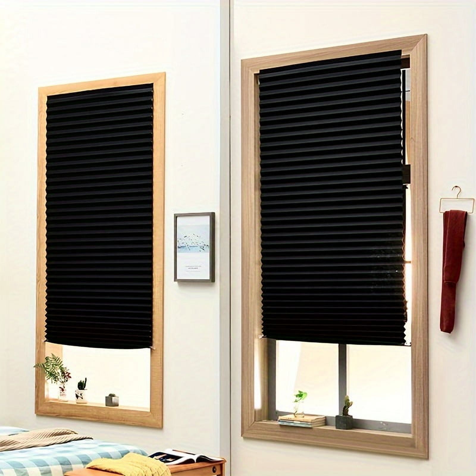 CNKOO Easy-Install Blackout Pleated Shade - Cordless No-Drill Temporary Blinds for Bedroom ...