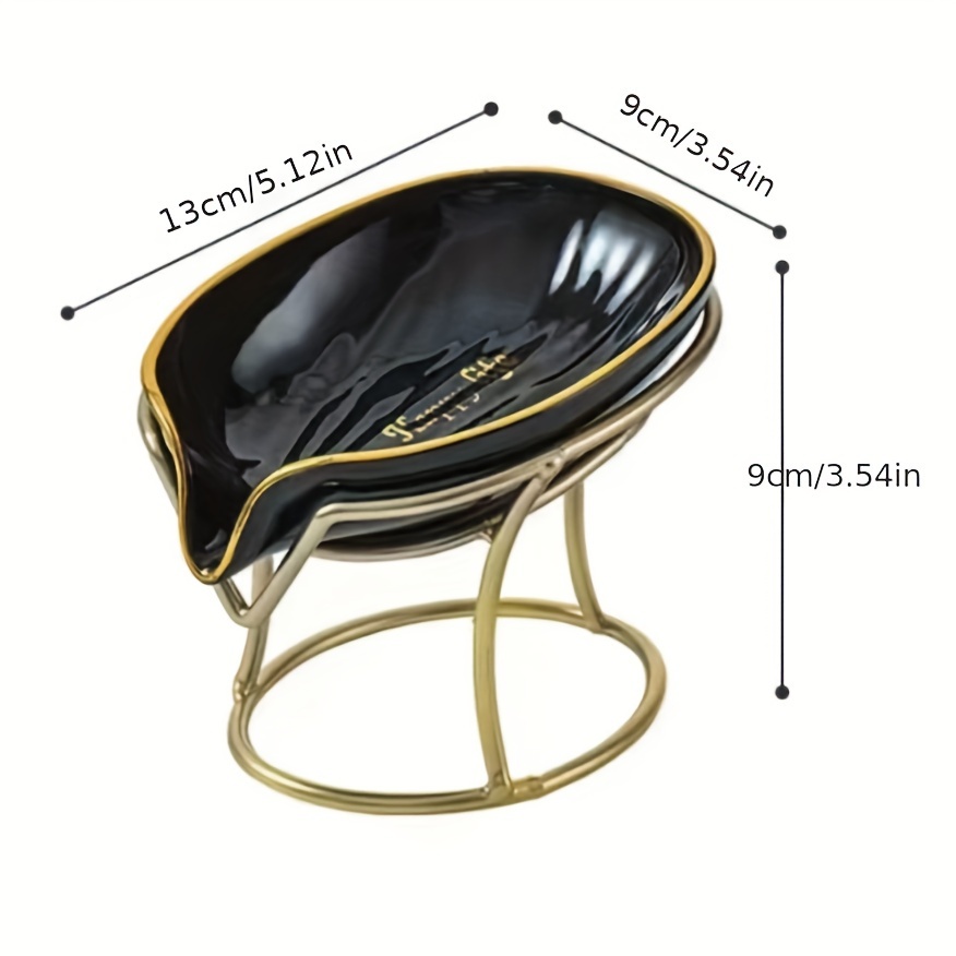 CNKOO Elegant Golden-Framed Self-Draining Soap Dish - Clear Durable ...