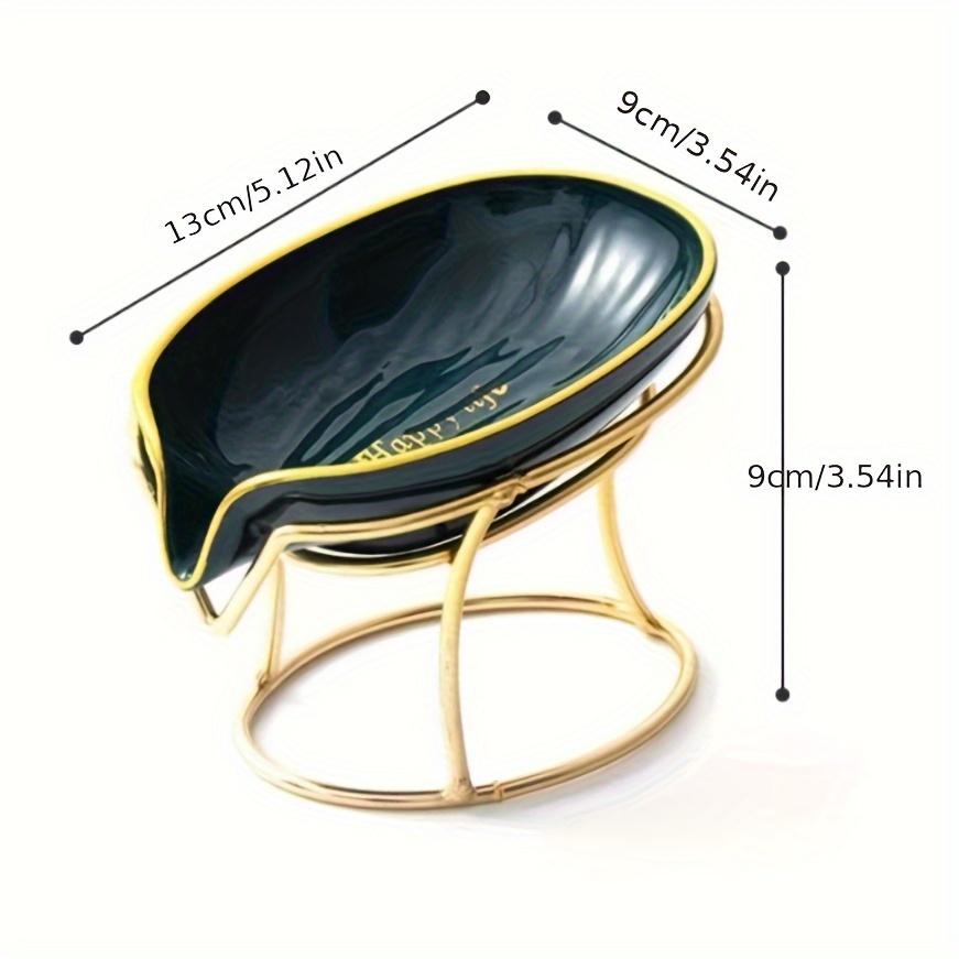 CNKOO Elegant Golden-Framed Self-Draining Soap Dish - Clear Durable ...