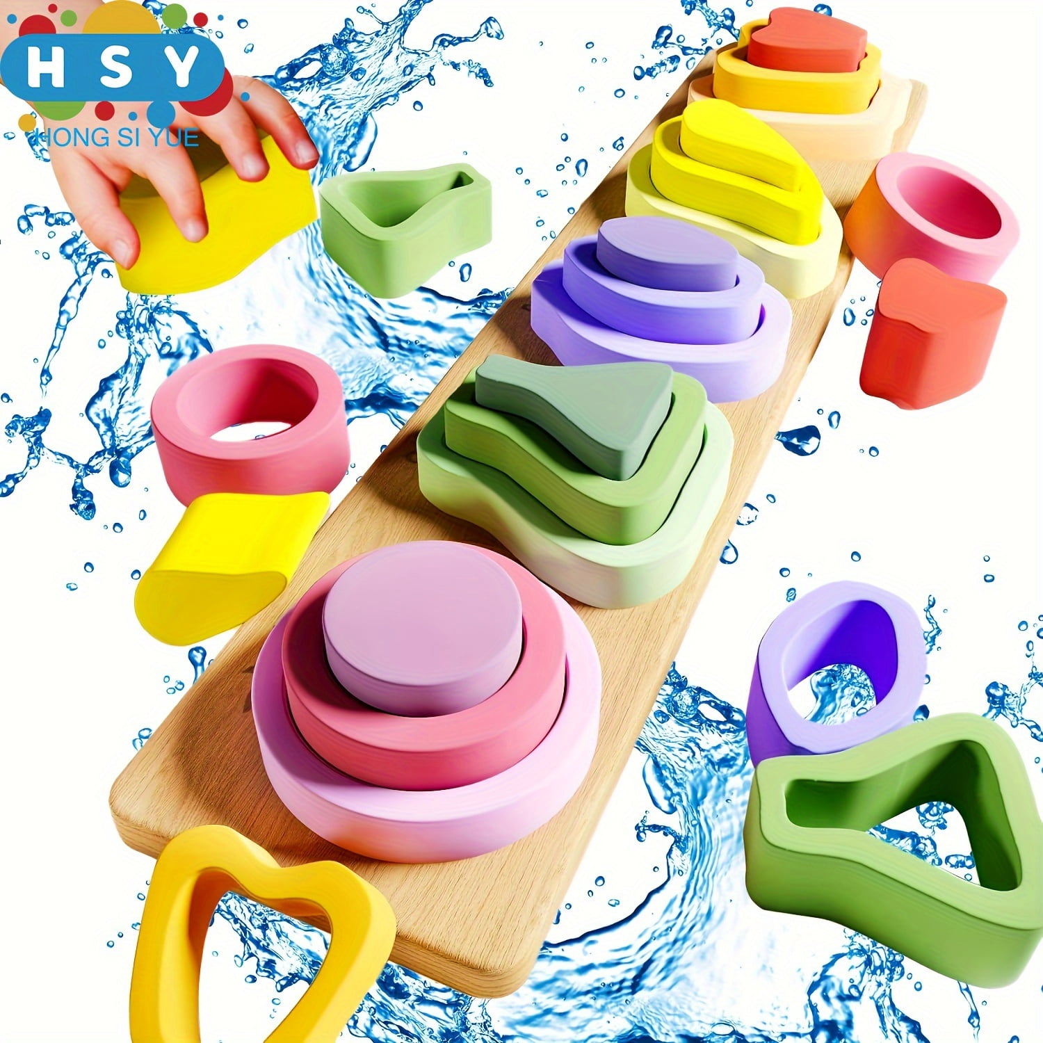 CNKOO HONGSIYUE Colorful Wooden Shape Sorter & Stacker Toys for ...