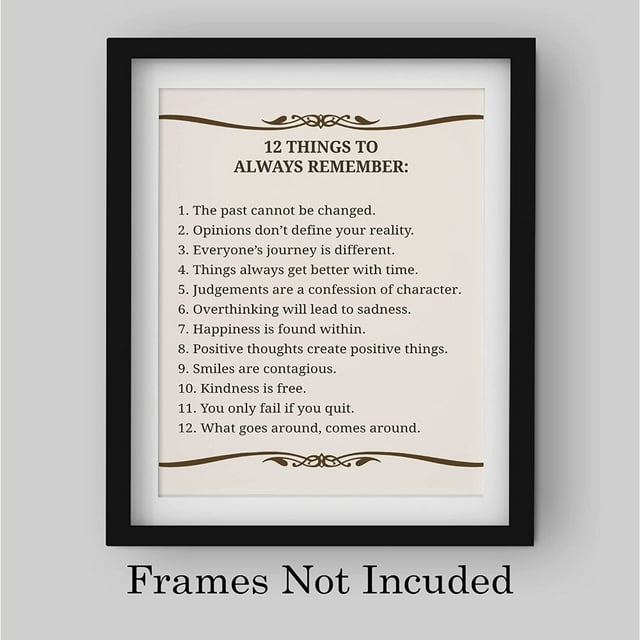 CNKOO Inspirational Canvas Poster 12 Things to Always Remember Printed ...