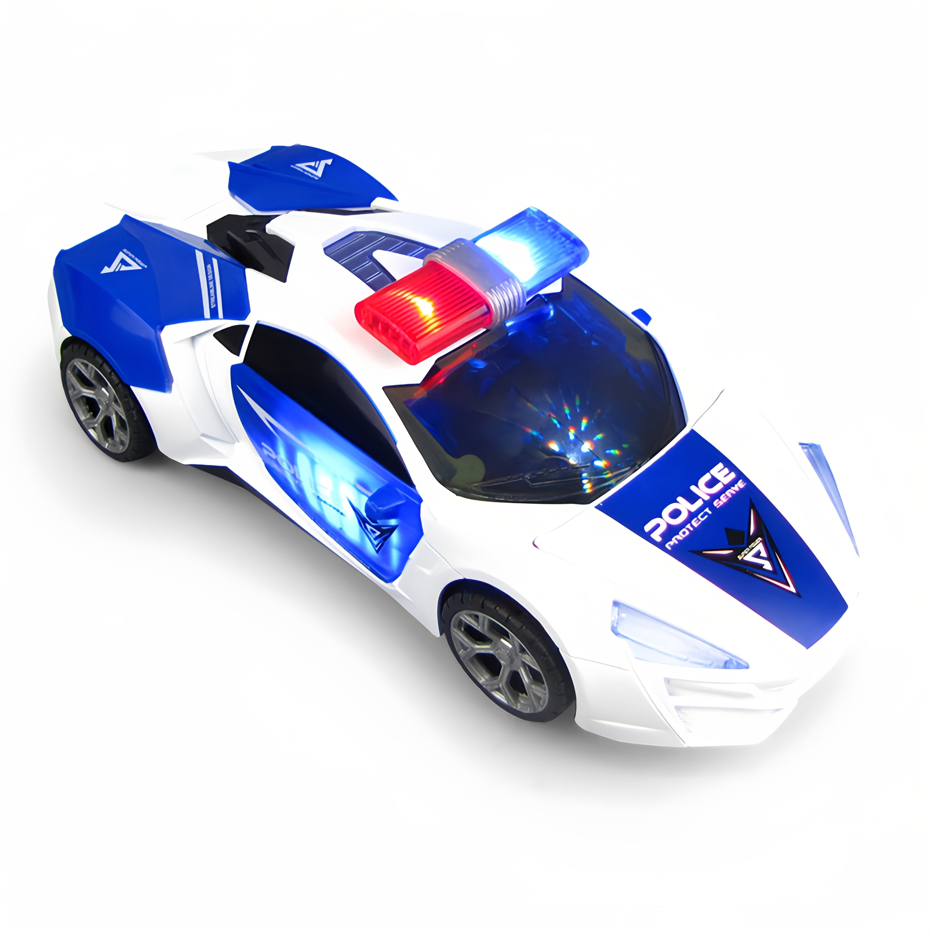 CNKOO Interactive Flashing Police Car Toy with Lights Music and Swivel ...