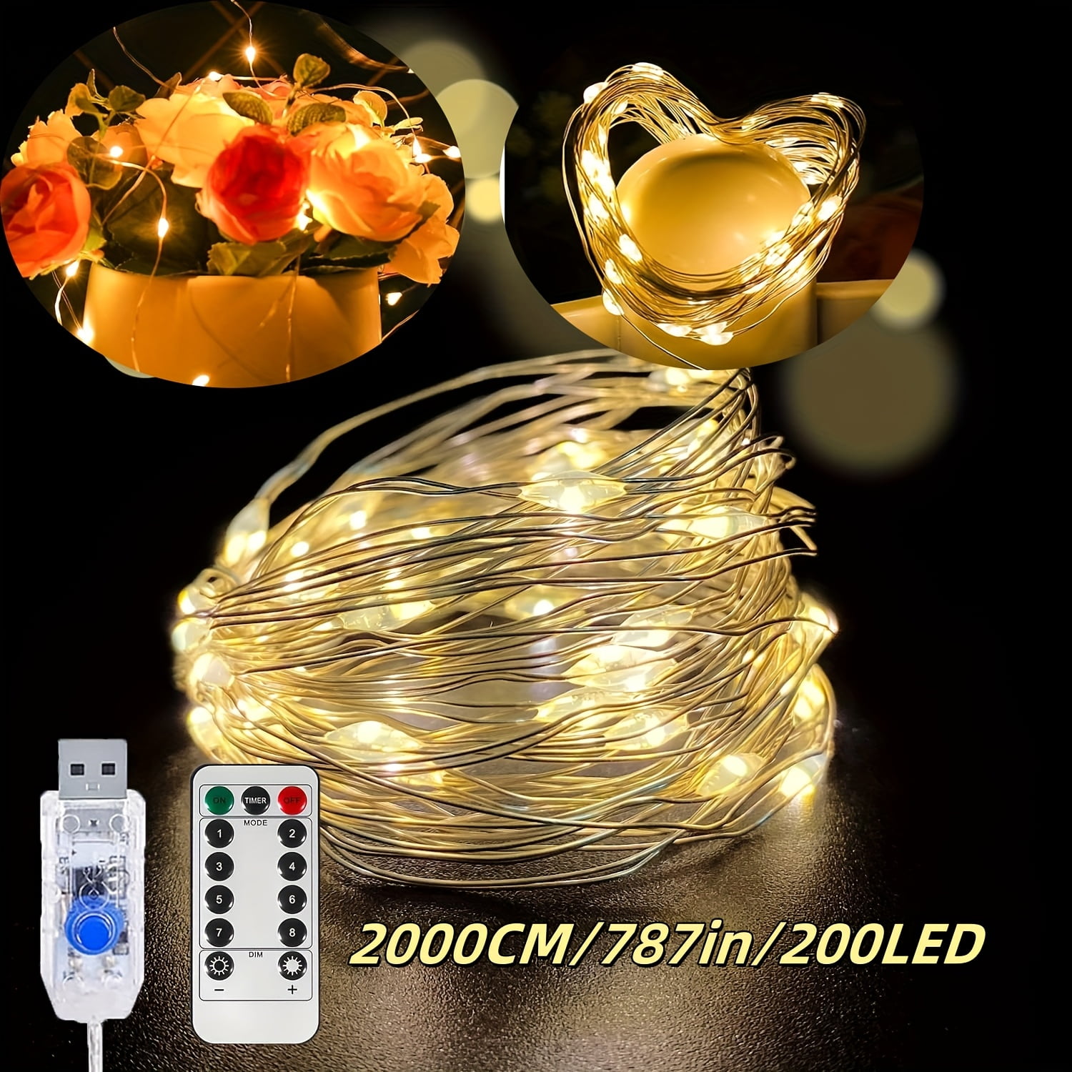 CNKOO New 1pc USB Fairy String Lights USB Plug with Remote Control ...