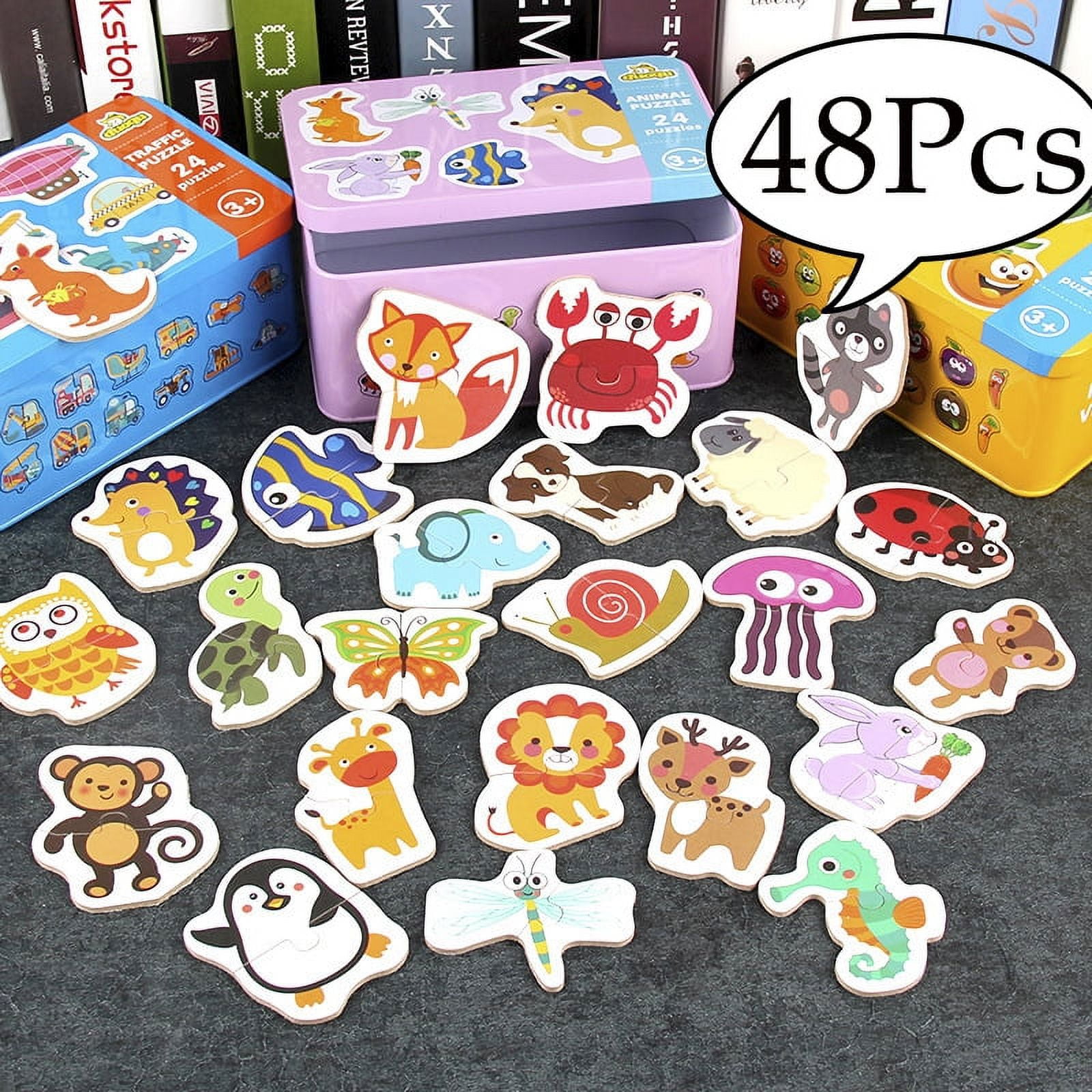 CNKOO Wooden Jigsaw Puzzles, 48 Pieces Preschool Educational Learning ...