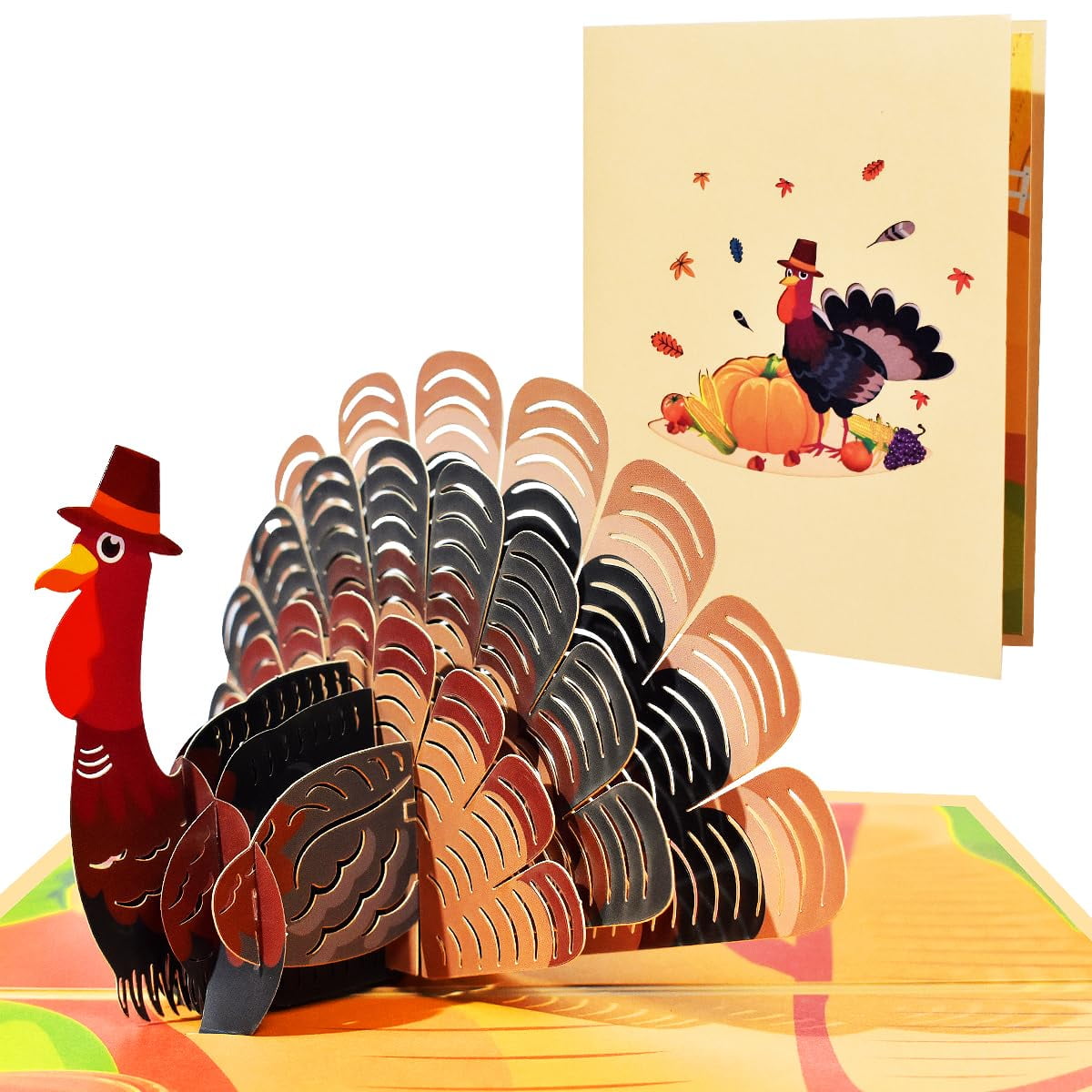 CNLITIHEKA Thanksgiving Turkey Pop Up Card, Turkey Thanksgiving Card ...