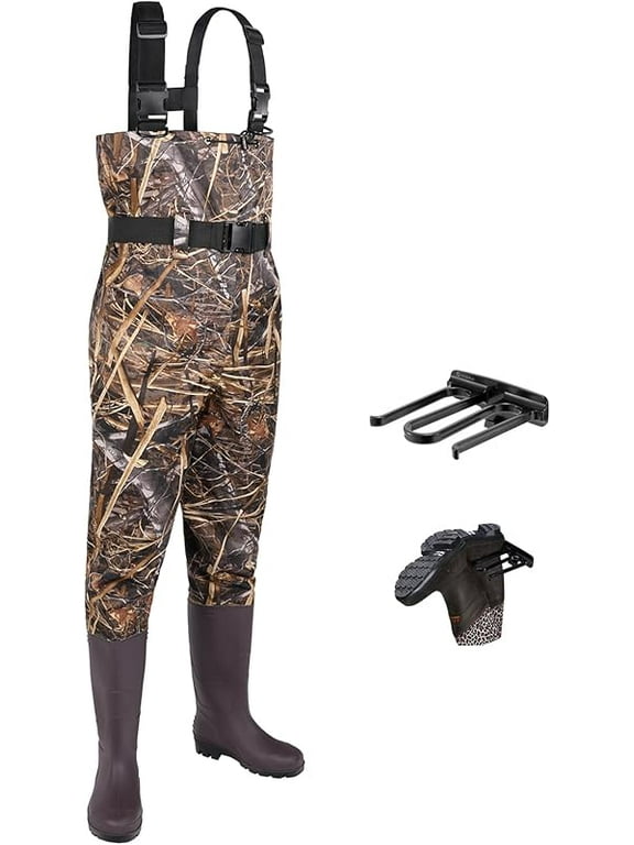 Men & Women's Fishing Chest Waders, Waterproof PVC & Nylon Bootfoot Hunting Shoes with Belt ...