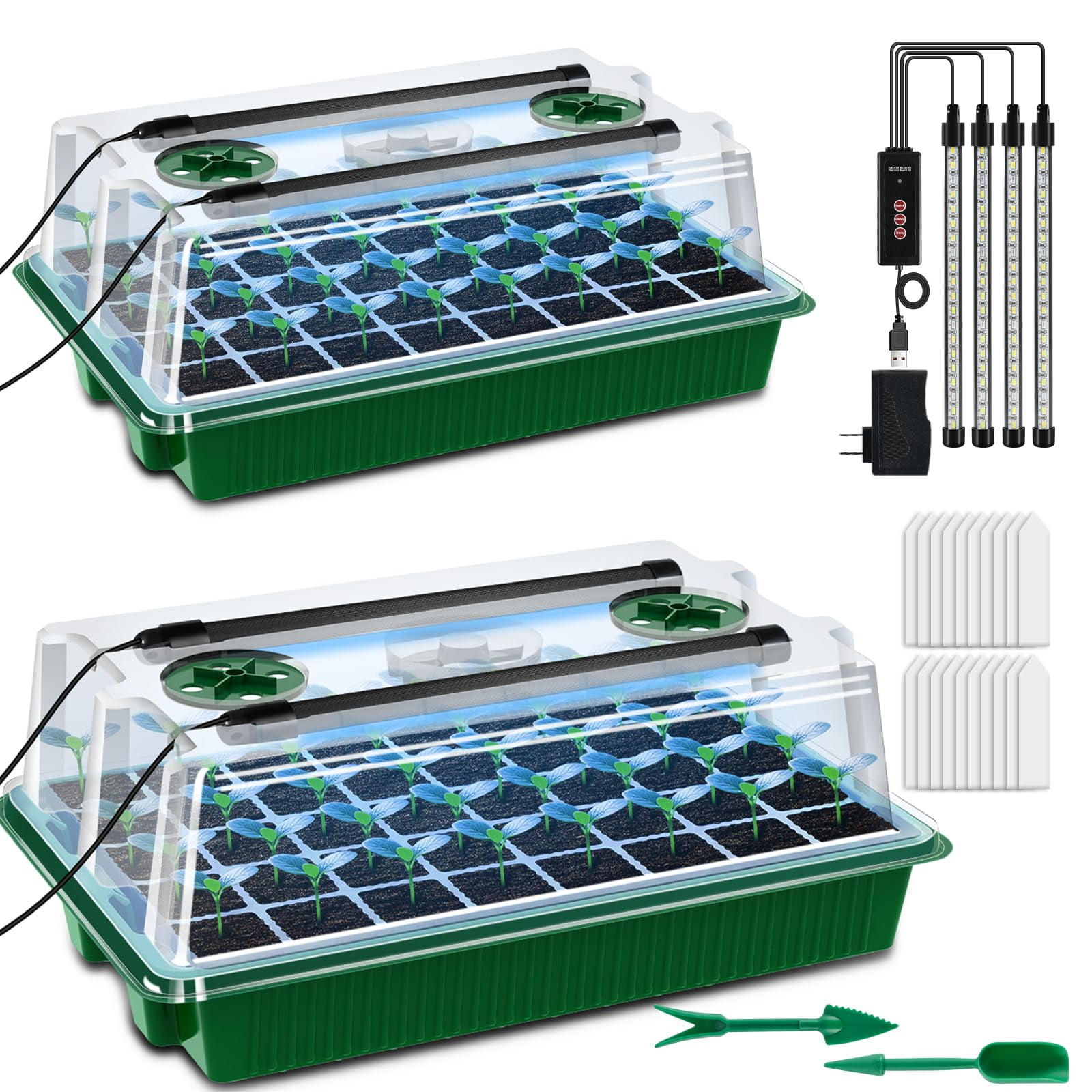 CNNIK 2pcs 80EGSC Cells Seed Starter Tray with Grow Light Indoor ...