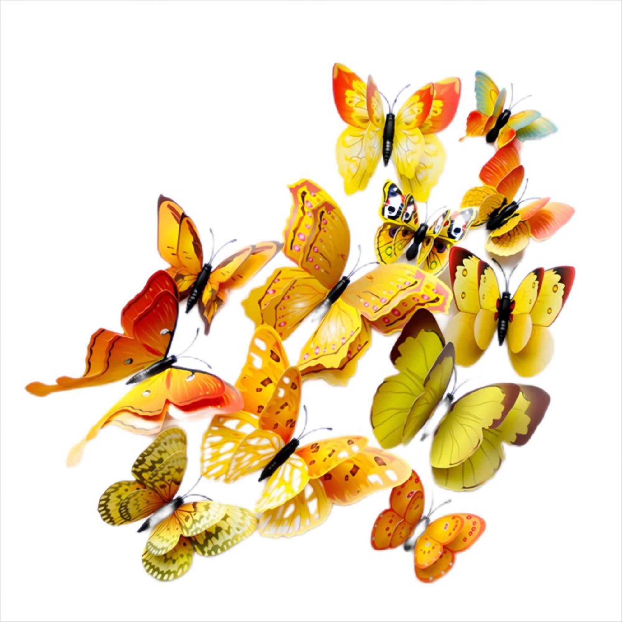 CNNIK Butterfly Decorations, 3D Butterfly Wall Decor, Realistic Plastic ...