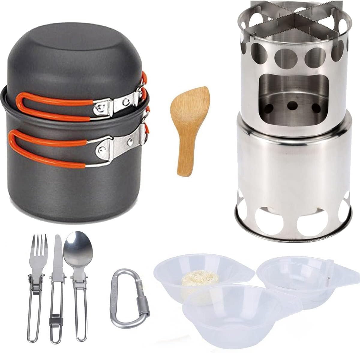 CNV Camping Cookware Mess Kit, Camp Cook Set with Outdoor Camping Stove ...