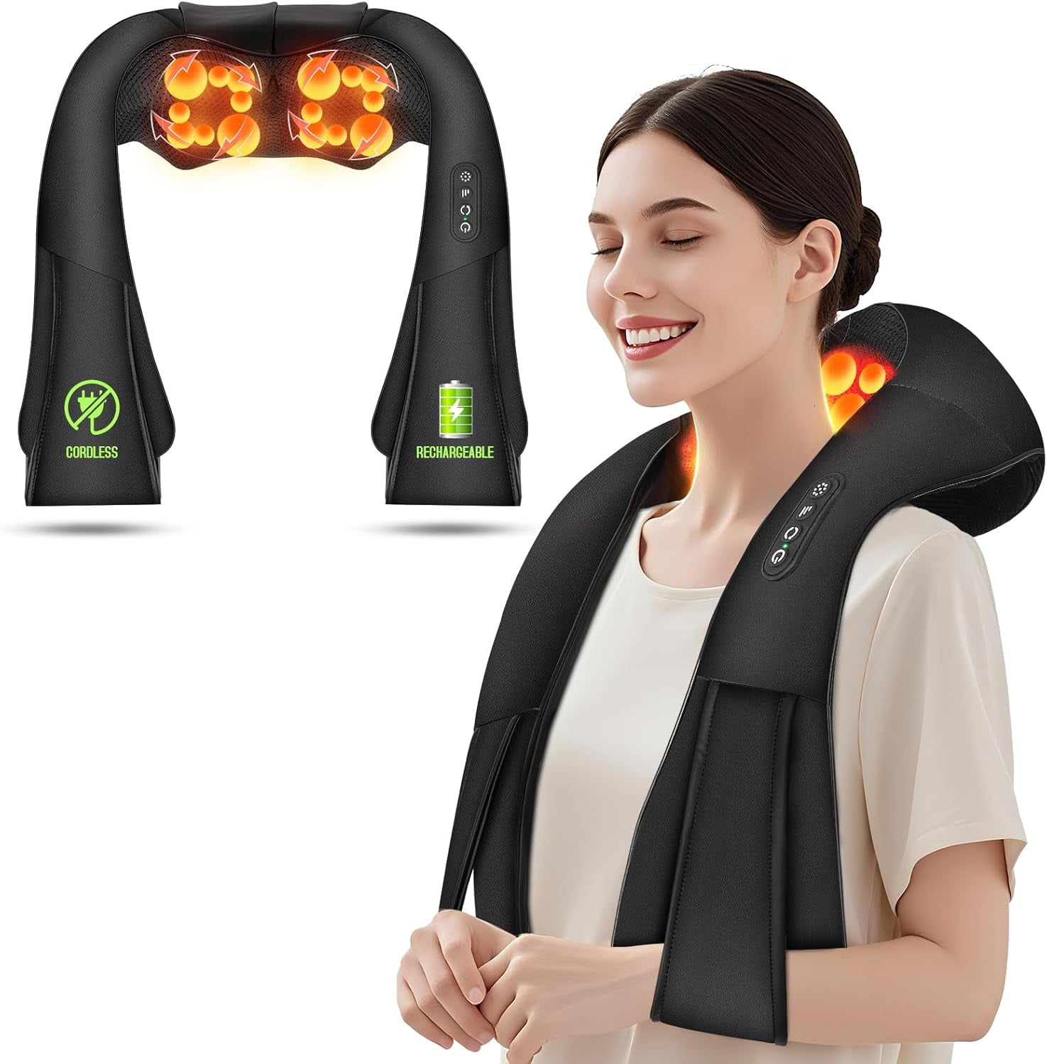 CNV Deep Kneading Body Massager with Adjustable Speeds, Ergonomic U ...