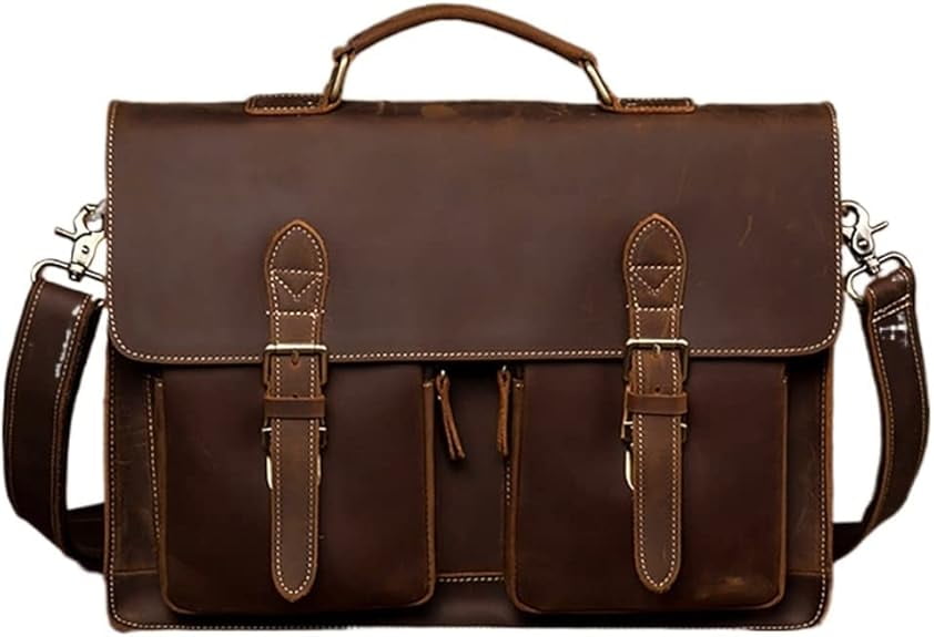 CNV Leather Vintage Man Handbag Briefcase Men Shoulder Bags Brown ...