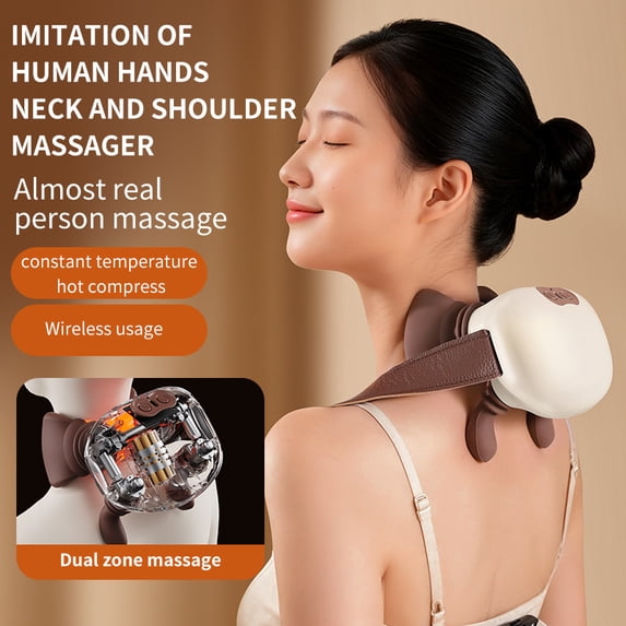 CNV Professional Cordless Neck and Shoulder Massager with Heat, 3D Deep ...