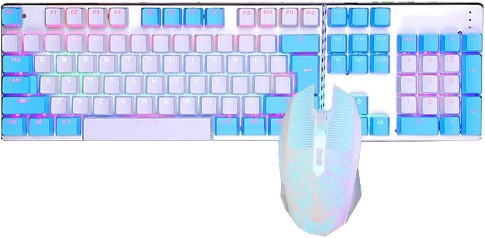 CNV Professional Pink LED Backlit Gaming Keyboard and Mouse Combo, 104 ...