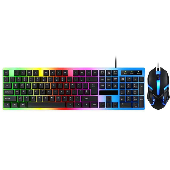 CNV RGB Backlit Keyboard and Mouse Combo, Wired Rainbow LED Keyboard ...