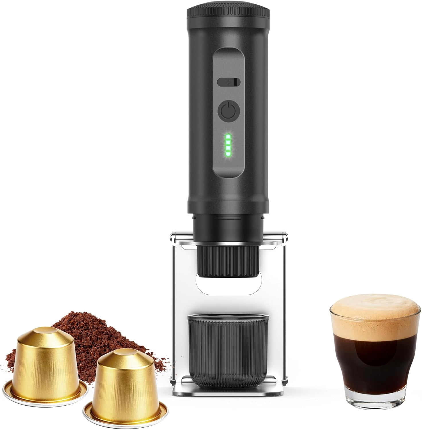 CNV Self-Heating Travel Espresso Maker with Integrated Folding Stand ...