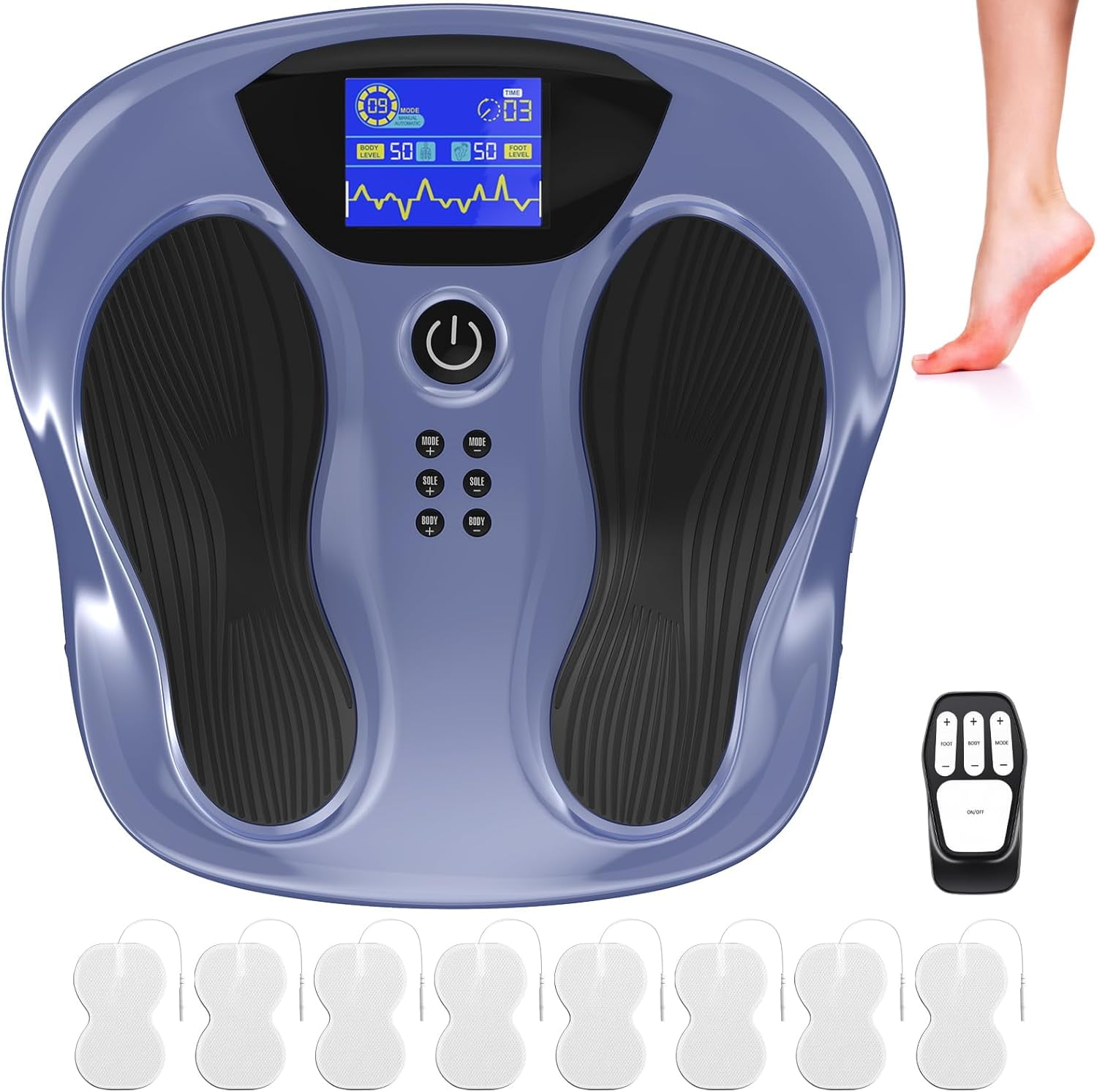 CNV TENS & EMS Foot Massager with Body Pads, Electric Pulse Foot ...