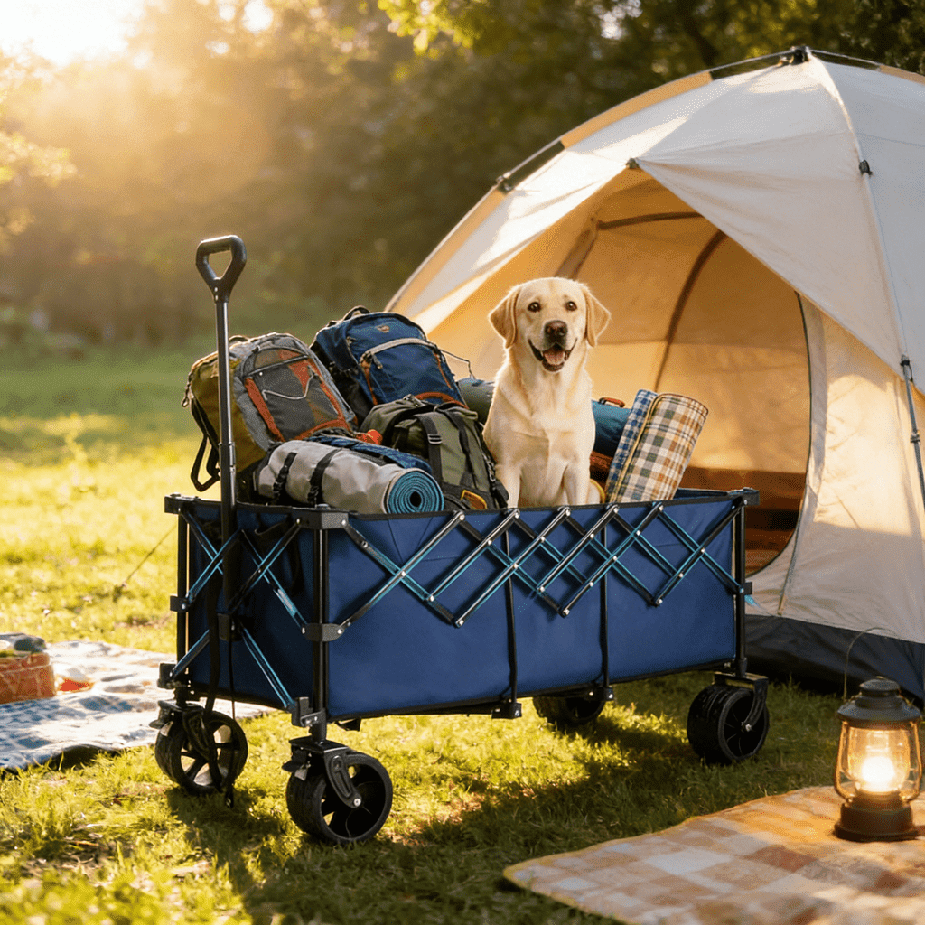 CNVIV 440LBS Heavy Duty Collapsible Wagon Cart - Extra Long Foldable ...