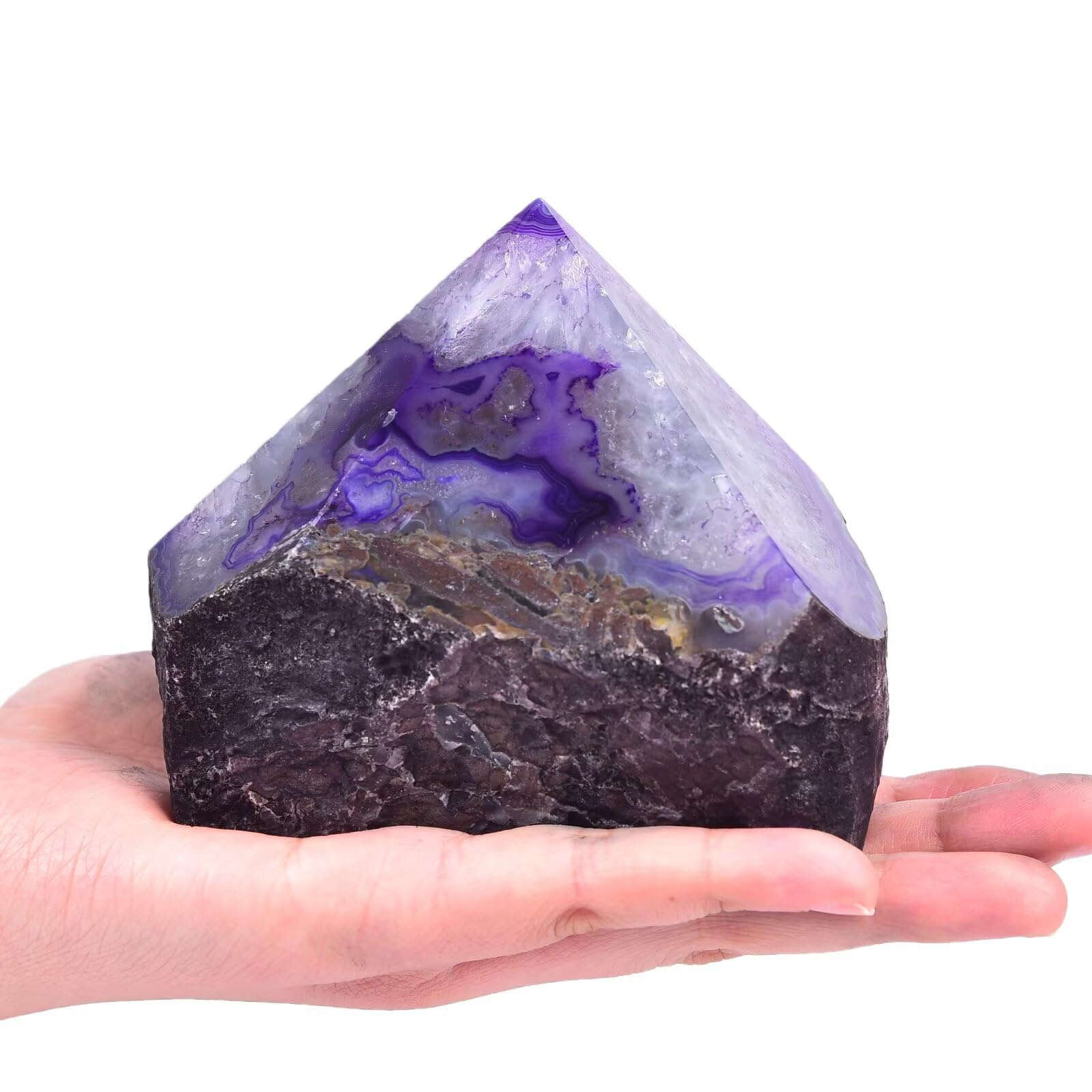 CNYANFEI Agate Stone Wand Irregular Crystal Quartz Column Dyed Purple ...