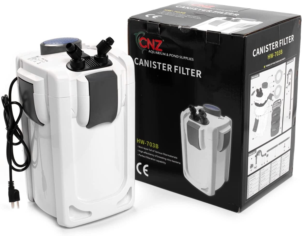 CNZ HW-703B 370GPH Canister Aquarium Filter with Meida Kits - Walmart.com