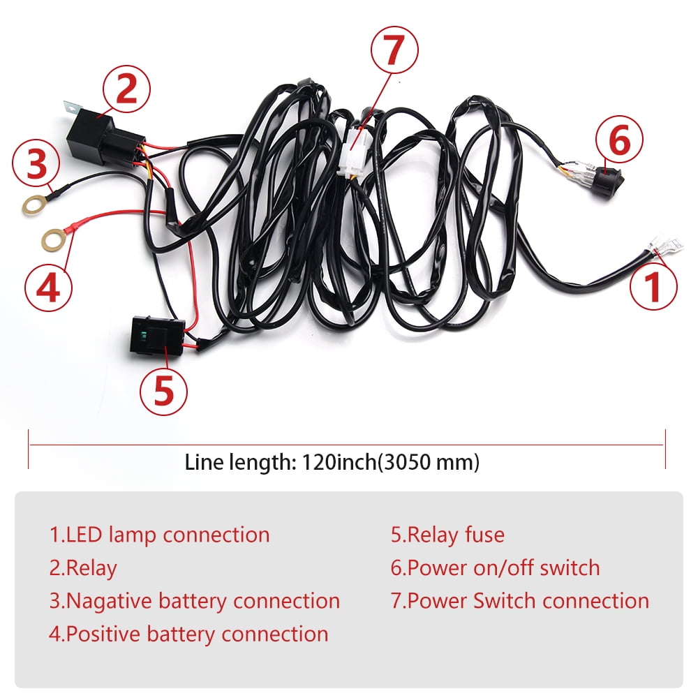 CO LIGHT Car LED Light Bar Wire 3M 12V 24V 40A Wiring Harness Relay ...