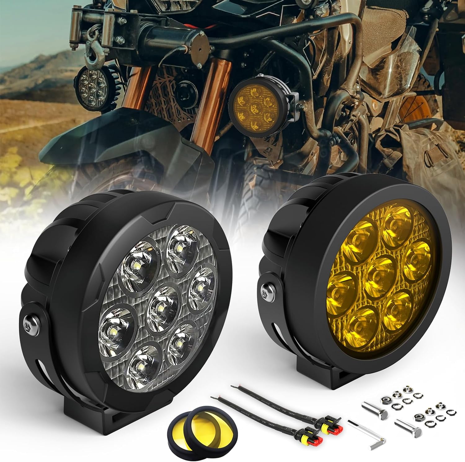 CO LIGHT Motorcycle LED Driving Fog Lights 4.5IN 140W 15530LM White ...